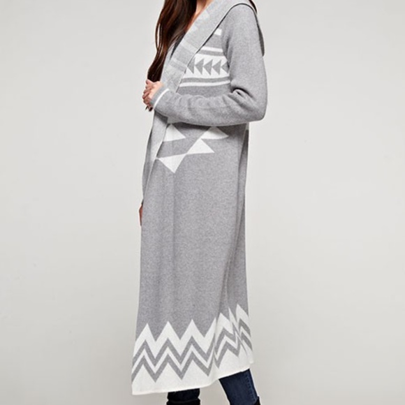 lovestitch | Sweaters | Nwt Aztec Long Hooded Cardigan Duster | Poshmark